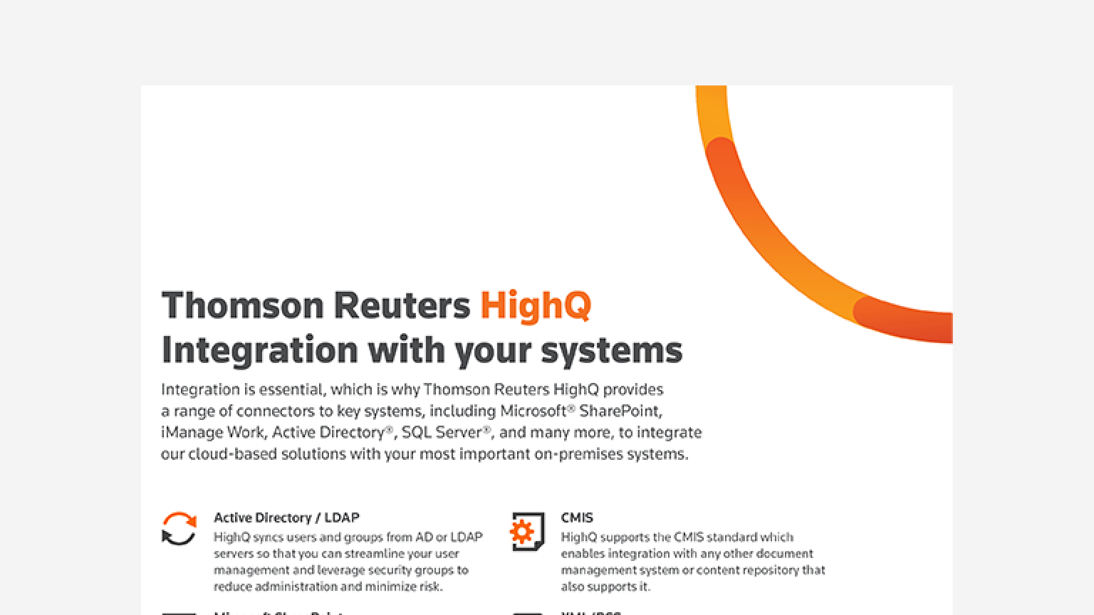 Connectors and Integrations - HighQ | Legal Solutions UK | Thomson Reuters